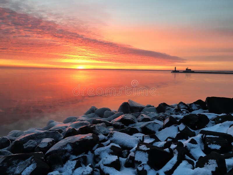 Sunrise Over Lake Superior stock photo. Image of duluth - 66219466