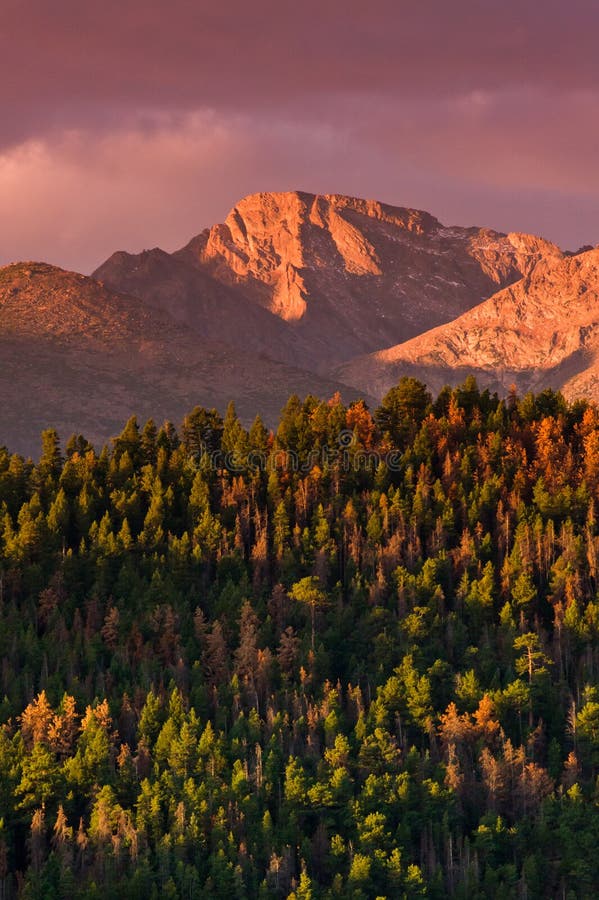 Sunrise over Longs Peak stock image. Image of estes, nature - 17875001