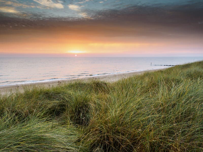 Waxham Dune Sunrise stock photo. Image of water, seascape - 192178092