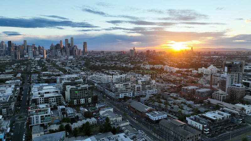 Sunrise Over Melbourne with Clouds in the Sky Stock Image - Image of ...