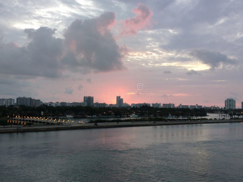 Sunrise over Miami stock image. Image of cruise, enticing - 74504913