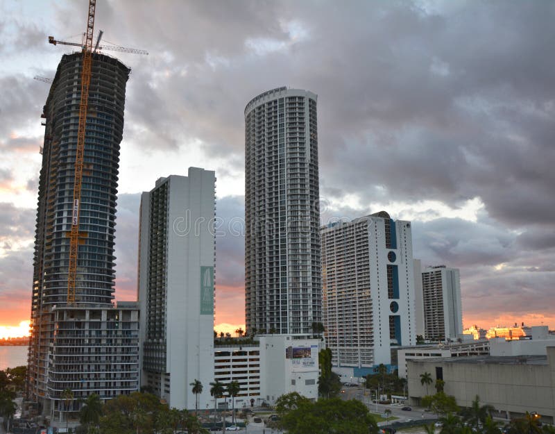 Sunrise over Miami editorial stock photo. Image of miami - 95155643