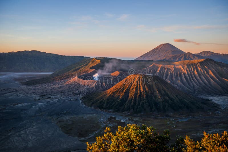Sunrise over Mount Bromo stock image. Image of scenery - 105961551