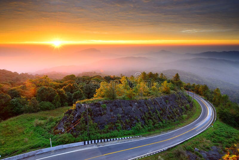 Sunrise Over Mountain at Doi in Thanon Stock Photo - Image of morning ...
