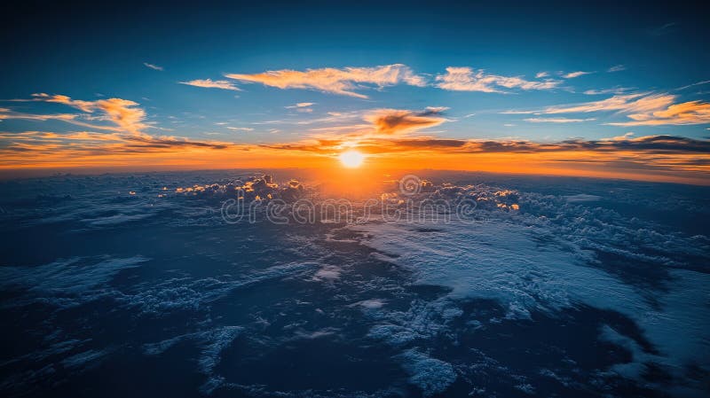 Sunrise Over Mountain Range from High Altitude Stock Illustration ...