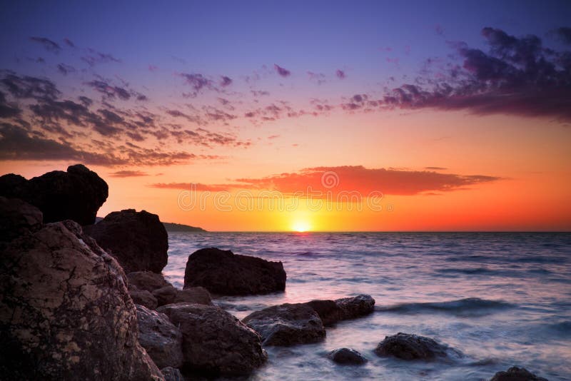 Sunrise over ocean horizon stock photo. Image of seaside - 17287570