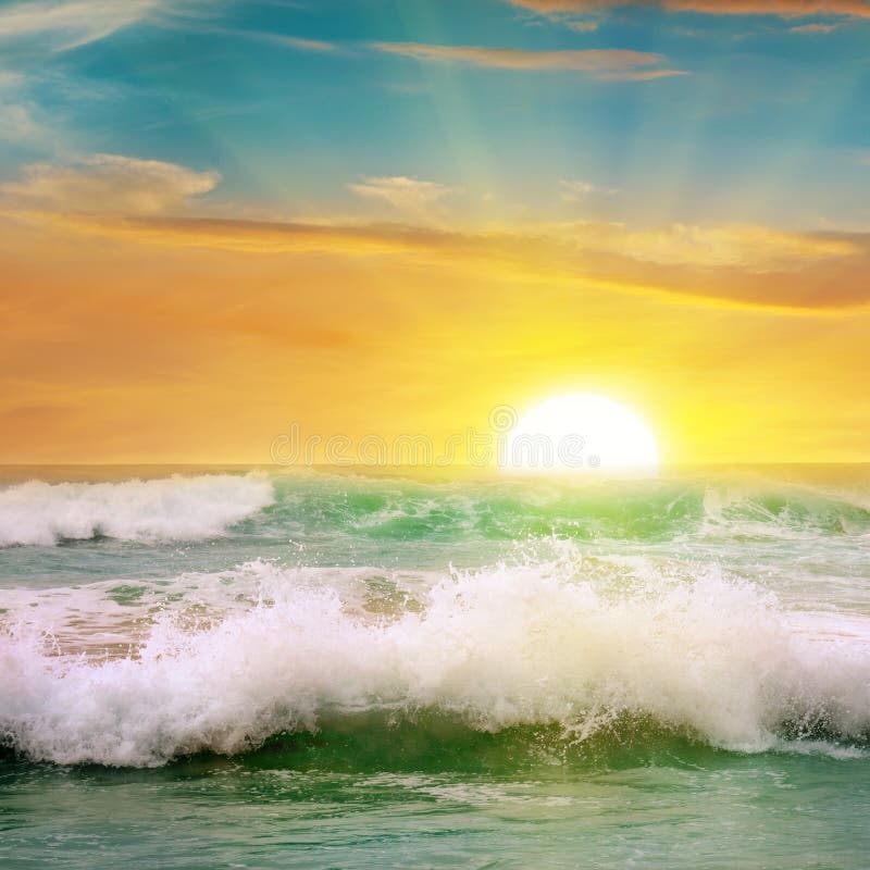 Sunrise over the ocean stock photo. Image of scenic, evening - 54236792