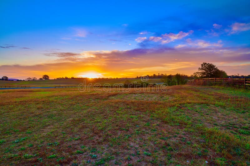 Sunrise Over Open Field stock photo. Image of nature - 28080848