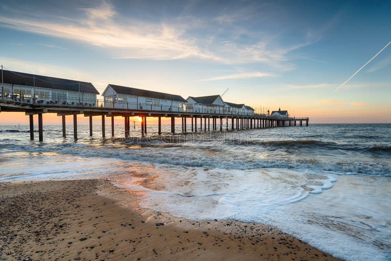Sunrise Over the Pier at Southwold Stock Photo - Image of beautiful ...