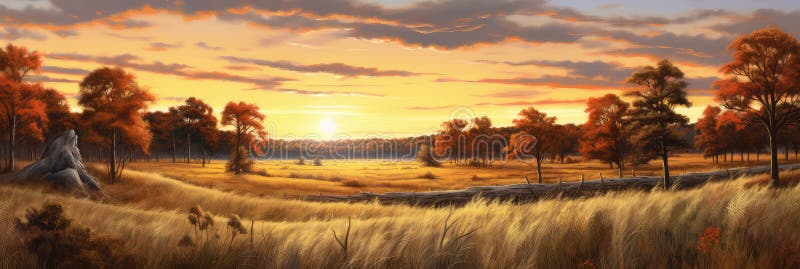 Sunrise Over the Plain Photo Realistic Illustration - Generative AI ...
