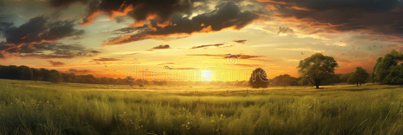 Sunrise Over the Plain Photo Realistic Illustration - Generative AI ...