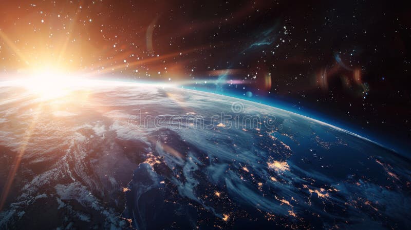 Sunrise Over Planet Earth.AI Generated Image Stock Image - Image of ...
