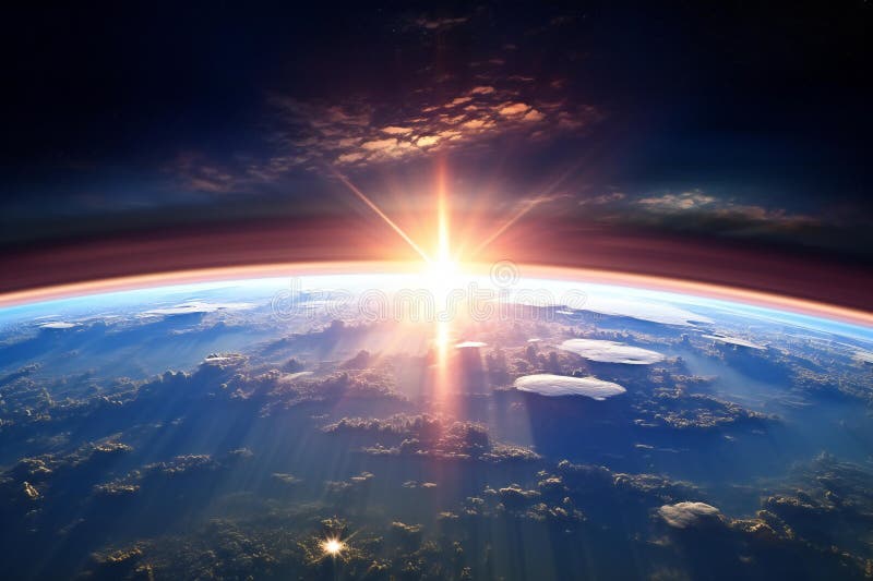 Sunrise Over the Planet Earth from Space Stock Illustration ...