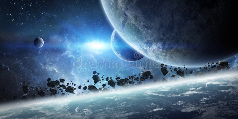 Sunrise Over Planet Earth in Space Stock Illustration - Illustration of ...