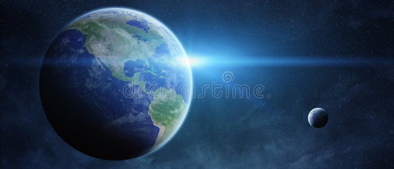 Sunrise Over Planet Earth in Space Stock Illustration - Illustration of ...