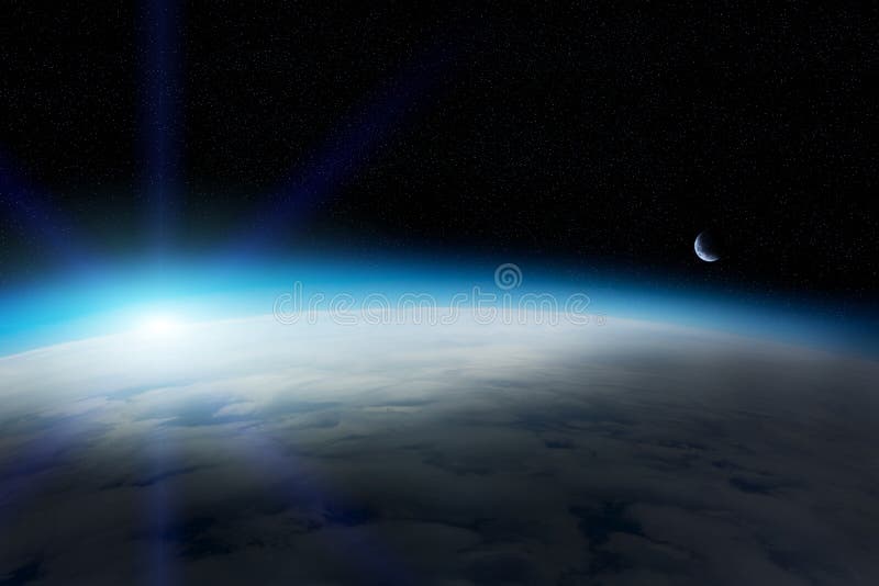 Sunrise Over Planet Earth in Space Stock Illustration - Illustration of ...
