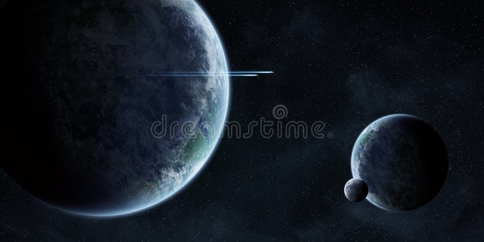 Sunrise Over Planets in Space Stock Illustration - Illustration of ...