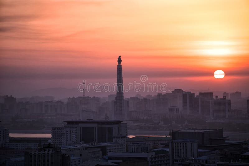 Sunrise Over Pyongyang, DPRK - North Korea. Stock Photo - Image of ...