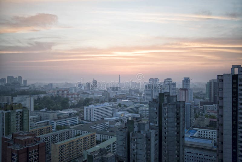 Sunrise Over Pyongyang, DPRK - North Korea. Stock Photo - Image of ...