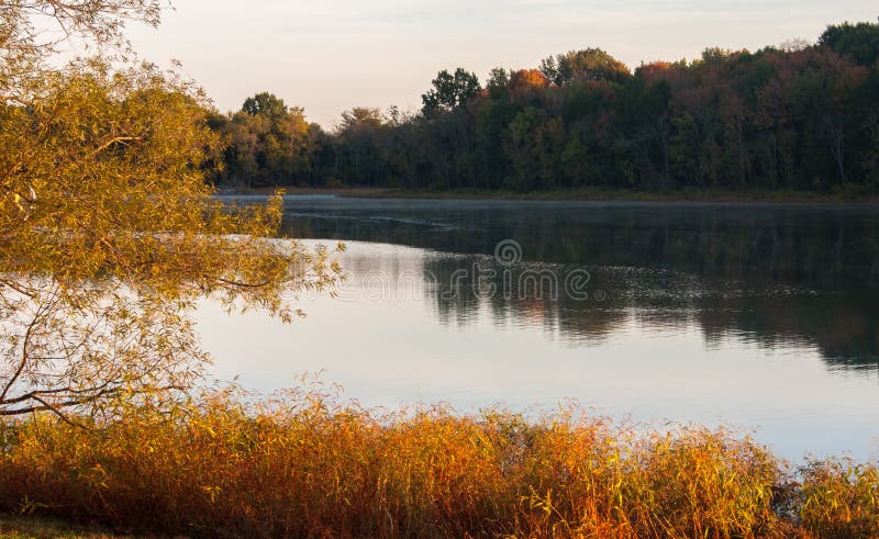 Sunrise over Quiet River stock image. Image of natural - 81254091