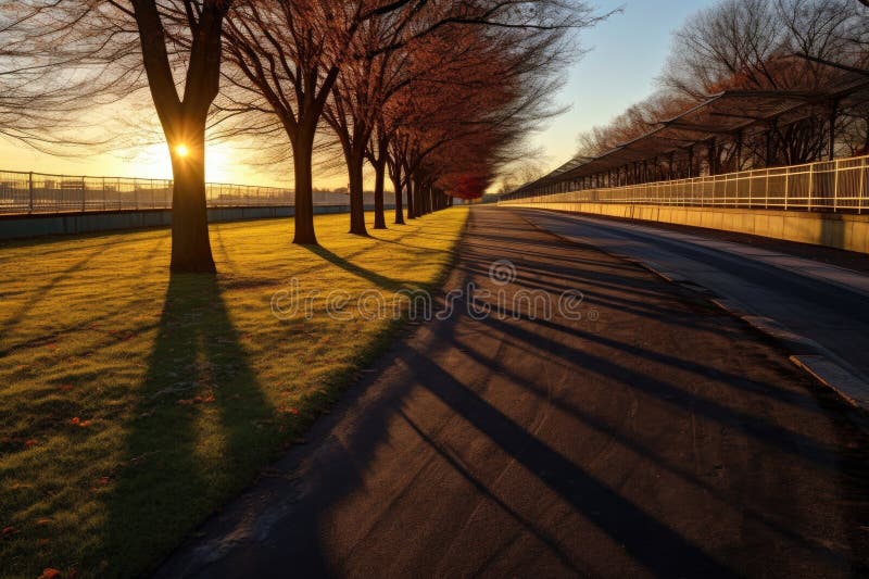 Sunrise Over Race Track, Casting Long Shadows Stock Photo - Image of ...
