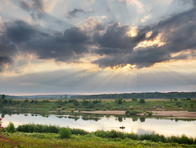 Sunrise over river stock image. Image of evening, morning - 26083867