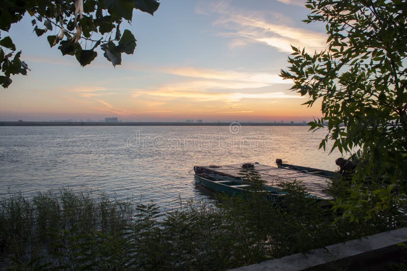 Sunrise over the river stock photo. Image of river, bank - 63166716