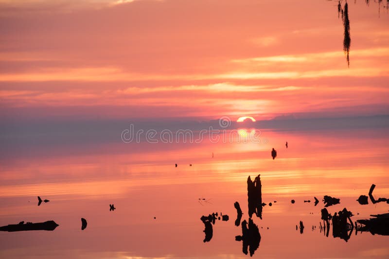 Sunrise Over River Near the Shore Stock Photo - Image of outdoor ...