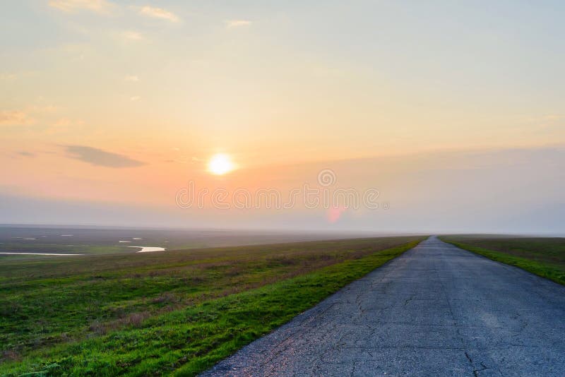Sunrise over the road stock image. Image of fast, highway - 90805397