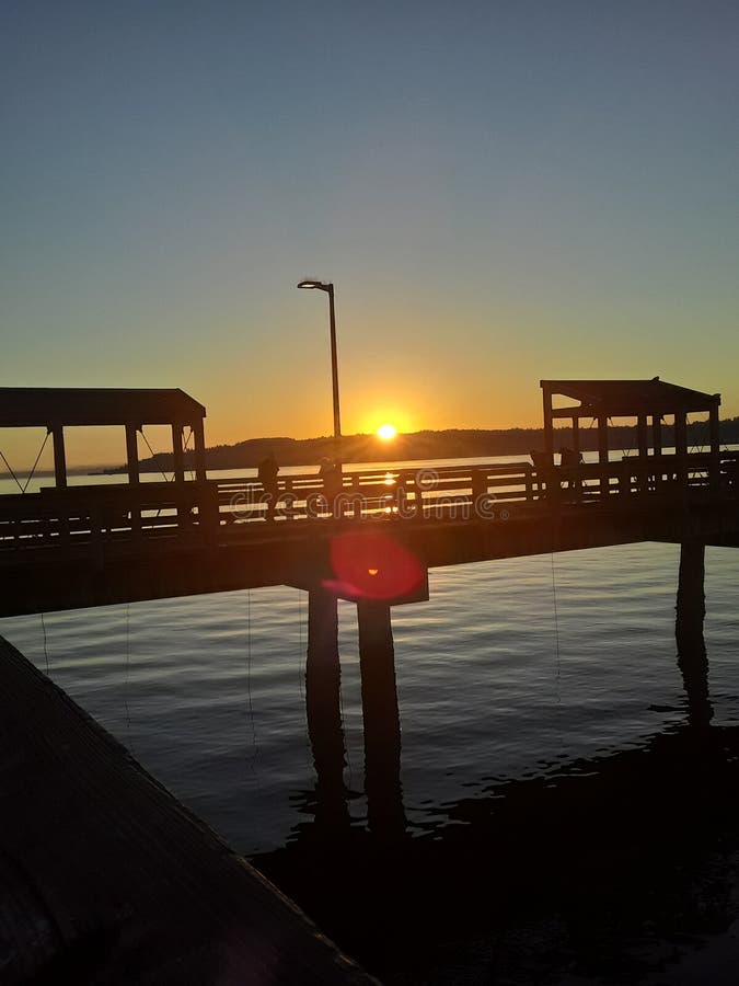 Sunrise Over Ruston Way Dock Stock Image - Image of sunrise, dock ...