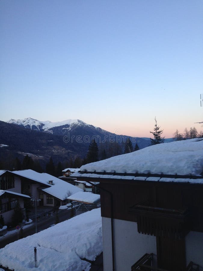 Sunrise Over Snowy Mountains Stock Photo - Image of snowy, mountains ...