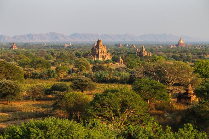 Valley with the Ancient Pagodas in Bagan Stock Image - Image of misty ...