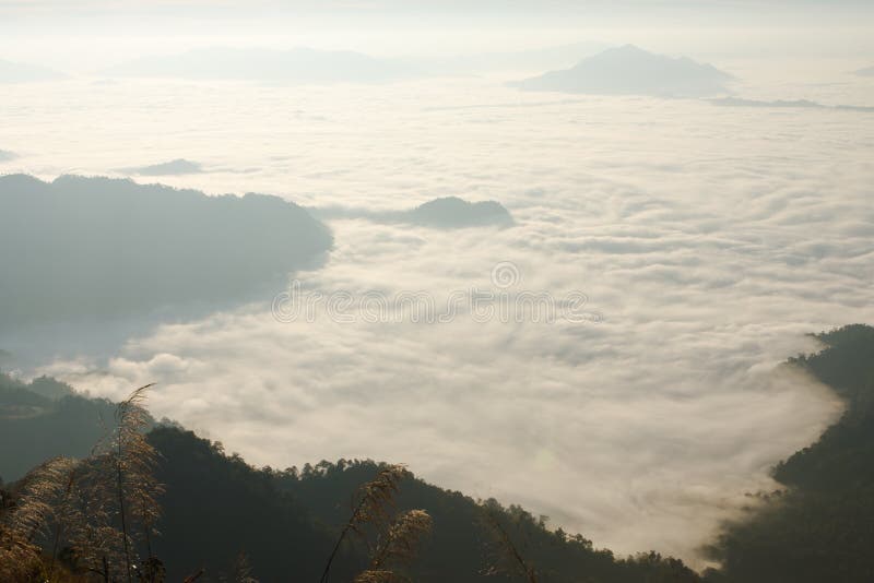 Sunrise Over Village in the Mist Stock Photo - Image of forest, land ...