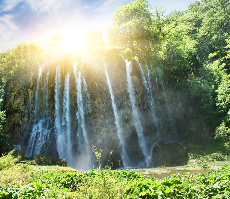 Sunrise over waterfall stock photo. Image of flow, scenic - 7726502