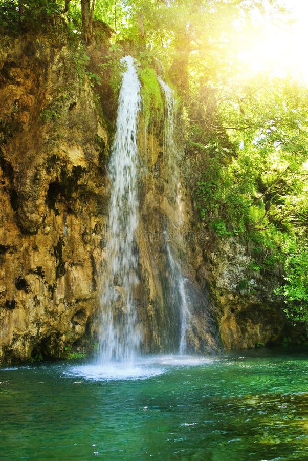 Sunrise over waterfall stock image. Image of foliage, environment - 7942297
