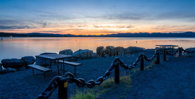 Sunrise Over Yellowstone Lake in Yellowstone National Park Stock Image ...