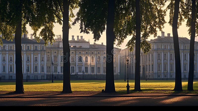 Sunrise Palace Park Trees Shadows Stock Image - Image of shadows ...