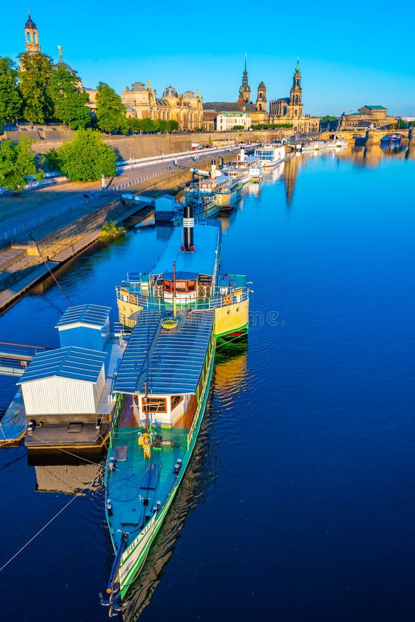 Sunrise Panorama View of German Town Dresden Stock Image - Image of ...