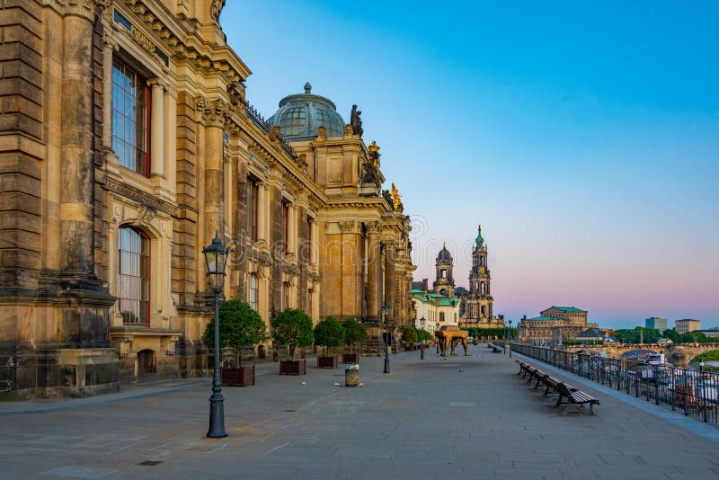 Sunrise Panorama View of German Town Dresden Stock Photo - Image of ...