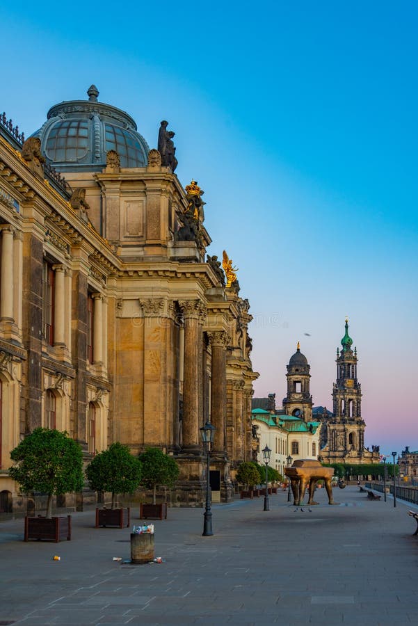 Sunrise Panorama View of German Town Dresden Stock Image - Image of ...
