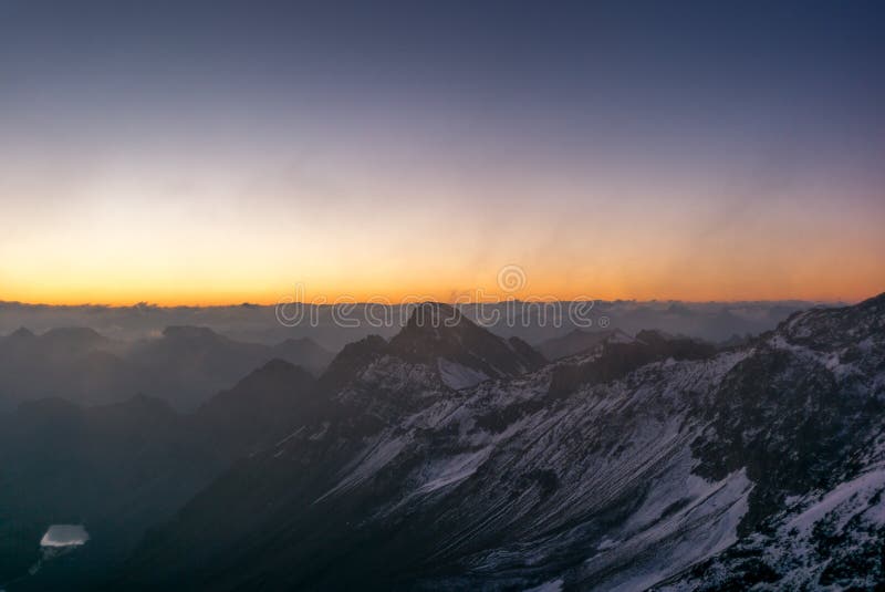 Sunrise on the Parpaner Rothorn in the Alps - 4 Stock Image - Image of ...
