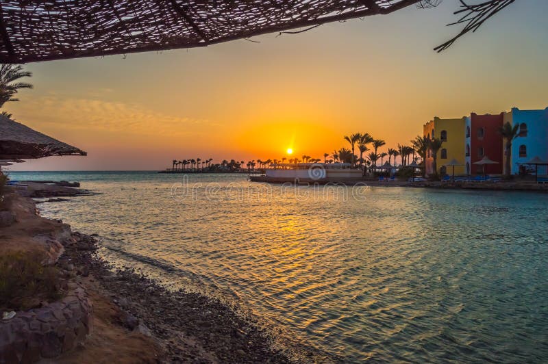 Sunrise on a Peninsula and a Lagoon of Hurghada Stock Image - Image of ...