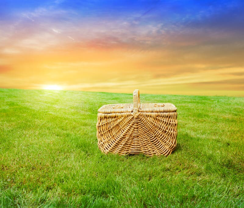 Sunrise picnic basket stock photo. Image of wicker, picnic - 21453498