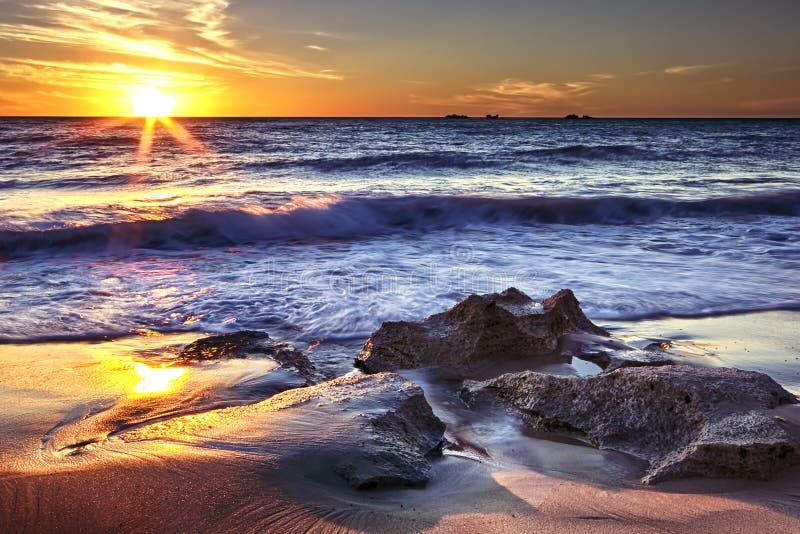 Sunrise at Point Arkwright, Coolum, Queensland Stock Photo - Image of ...
