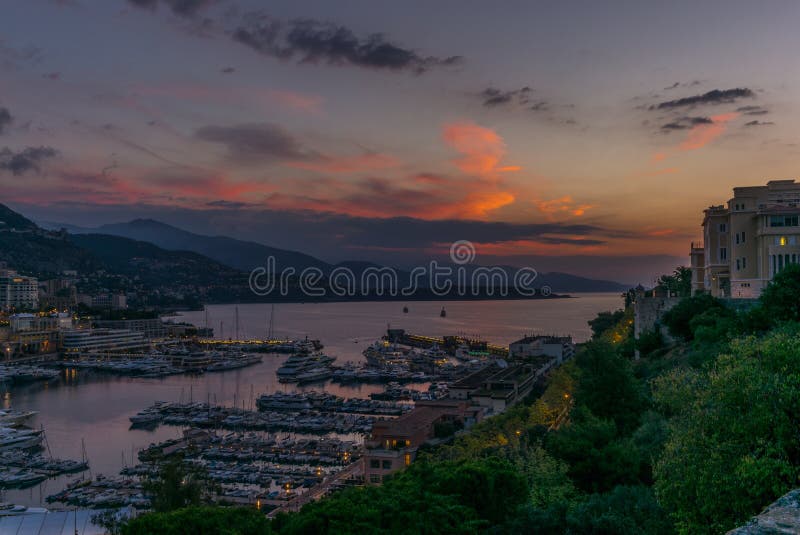 Sunrise at Monaco pier stock photo. Image of water, vacation - 156576604