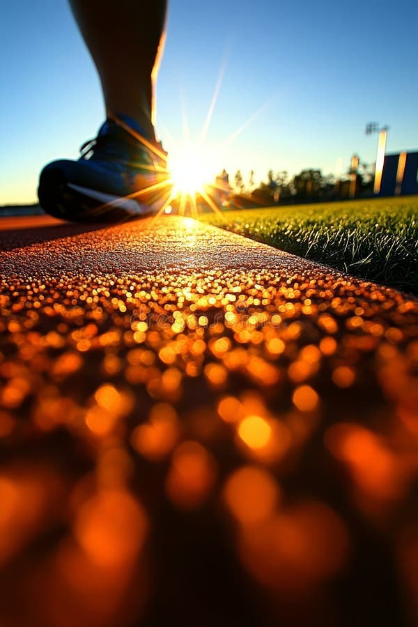 Sunrise Power, Runner in Fast Motion on Track, Illuminating Athletic ...