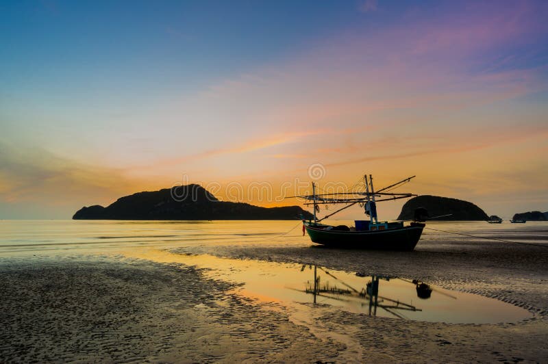 Pranburi Beach Fishing Boat Stock Photo - Image of beach, holiday: 13379760
