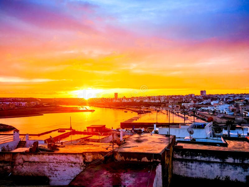 Sunrise in Rabat Morocco, Horizontal Stock Photo - Image of water ...