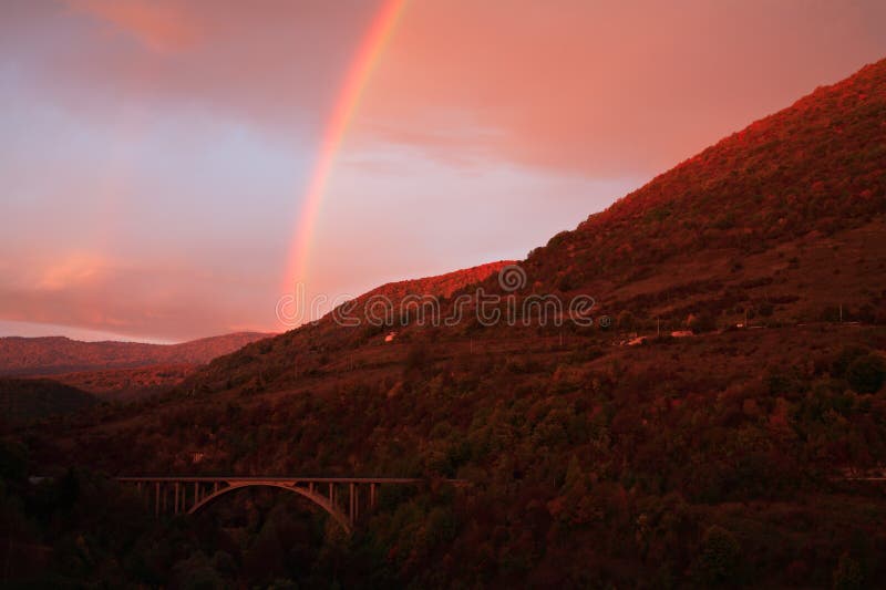 Sunrise with rainbow stock image. Image of landscape, rainbow - 1422173