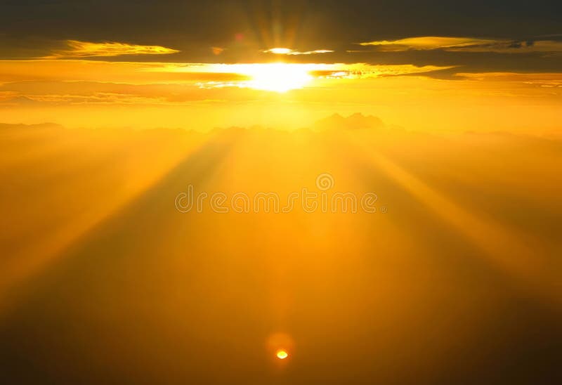 Sunrise Rays Bright Golden Sun Rays As the Sun Rises Creating a Stock ...